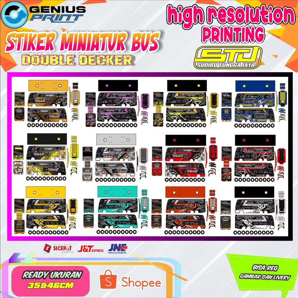 Jual STIKER MINIATUR BUS DOUBLE DECKER MOTIF STJ ( 1 Lusin ) Uk. 35 ...