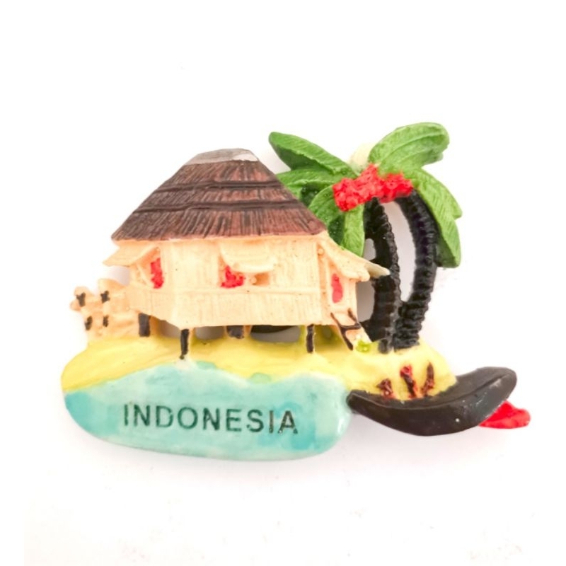 Jual souvenir indonesia magnet indonesia rumah adat Indonesia pohon ...