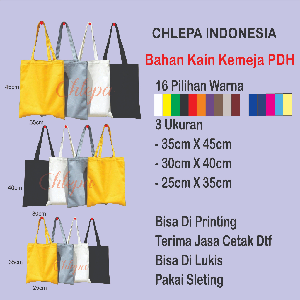 Jual Chlepa - Pakai Sleting - Tas Totebag Kain Drill Bisa Di Lukis ...