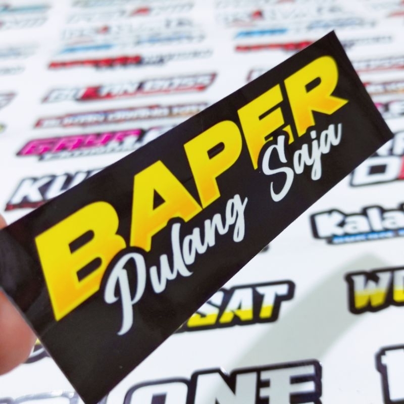 Jual stiker racing viral ( baper pulang saja kuning kotak) | Shopee ...