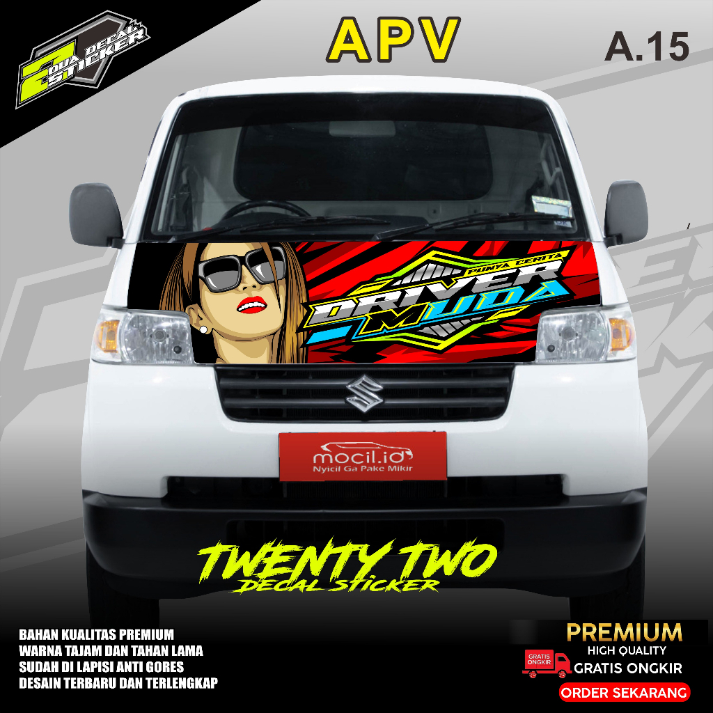 Jual STIKER DECAL KABIN DEPAN MOBIL APV PICKUP TWENTY TWO A.15 | Shopee ...