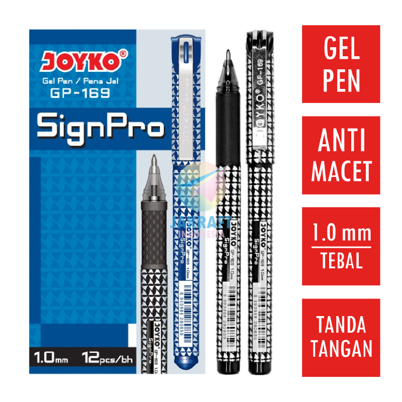 Jual (1 Pcs) Pulpen Gel Pen Tanda Tangan JOYKO GP-169 Signpro Hitam ...