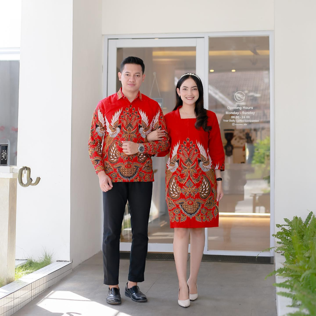 Jual Benang Raja Batik Couple Pria Wanita Motif Gajah Mada Hitam ...