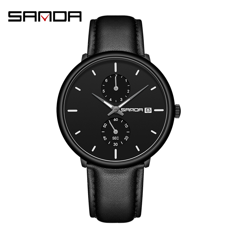 Jual SANDA 1115 Jam Tangan Pria Wanita Analog Chronograph Tali Kulit ...