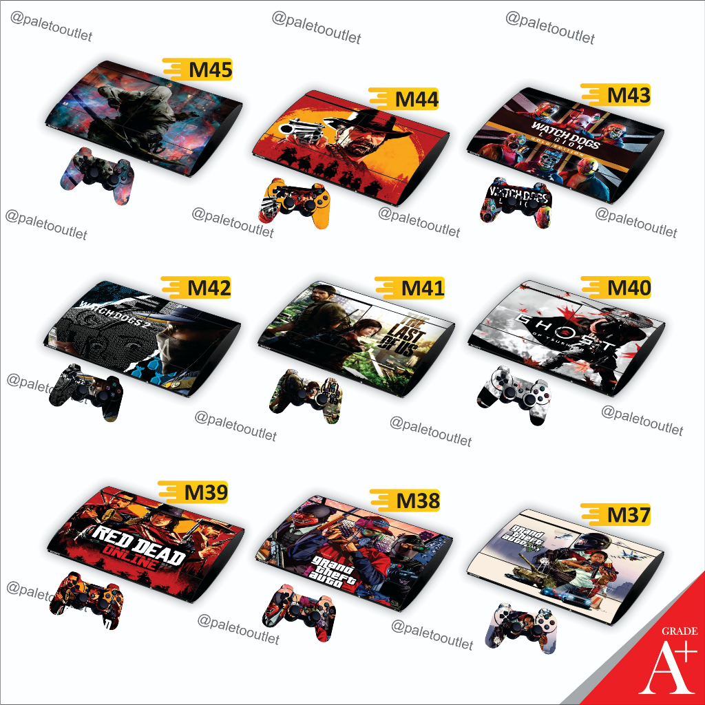 Jual stiker garskin ps3 super slim motif RDR motif GTA 5 motif WATCH ...