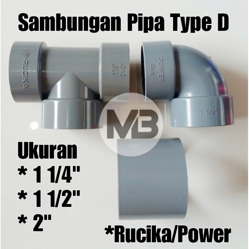 Jual Sambungan Pipa Pralon Pvc Lurus Socket l Knee Elbow I Tee 1 1/4" l 1 1/2" l 2" Inch Type D ...