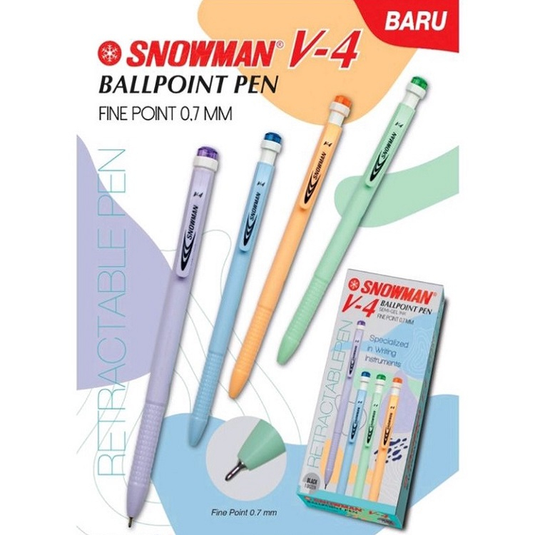 Jual Pulpen / Ballpoint / Bolpoint Snowman V4 (1 lusin) | Shopee Indonesia