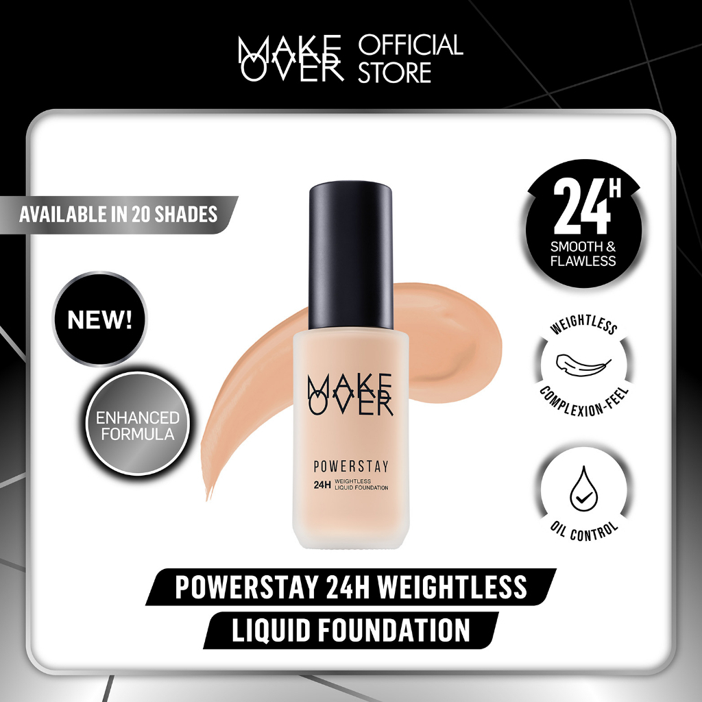 Jual MAKE OVER Powerstay 24H Weightless Liquid Foundation 40 ml - Matte ...