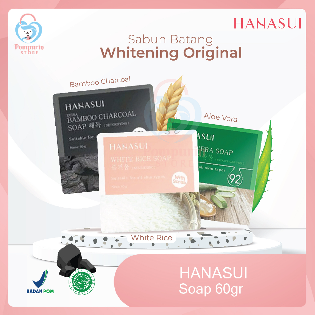 Jual HANASUI Sabun White Rice / Bamboo Charcoal / Aloe Vera - Sabun ...