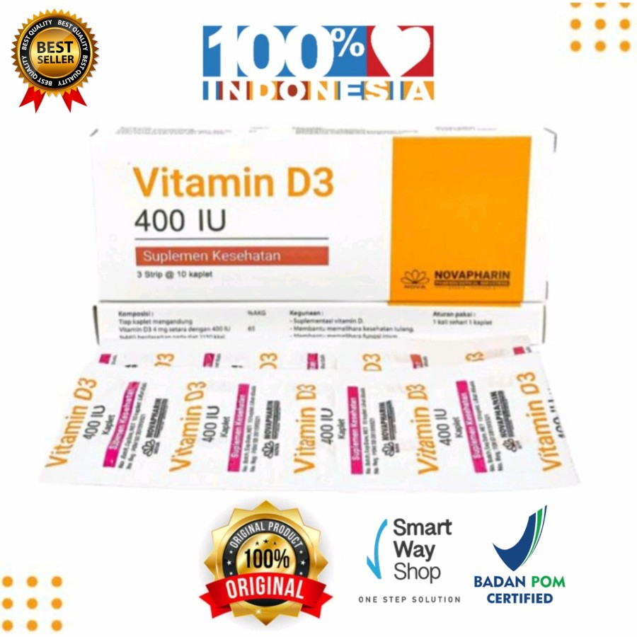 Jual Vitamin D3 400IU Novapharin 1 Box Isi 30 Kaplet ORIGINAL Harga ...