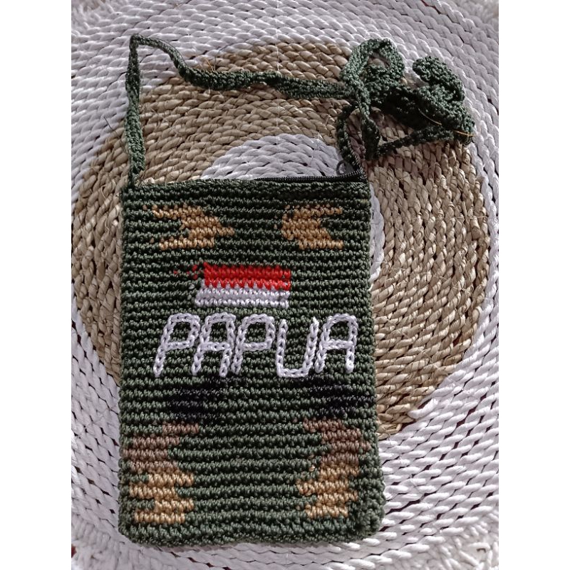 Jual Tas Rajut Papua Tas HP Papua Tas Papua ukuran HP Tas doreng papua ...