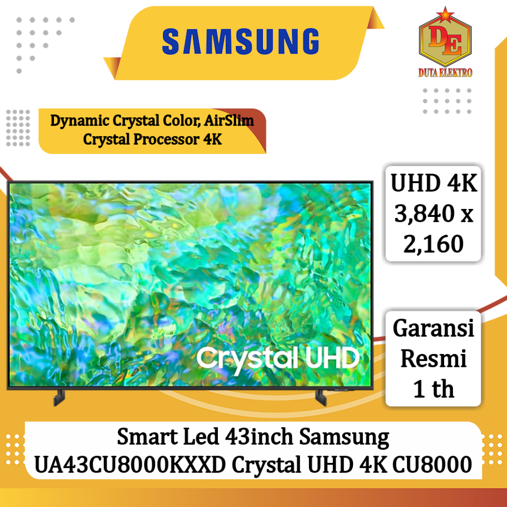 Jual Smart Led 43inch Samsung UA 43 CU 8000 KXXD Crystal UHD 4K CU8000 TV | Shopee Indonesia