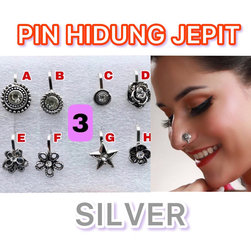 Jual ANTING HIDUNG WARNA SILVER BAKAR / PIN HIDUNG JEPIT WARNA PERAK ...