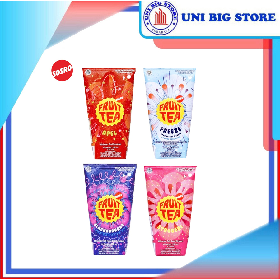 Jual Sosro Fruit Tea Apple Blackcurrant Stroberi Freeze Pouch GENGGAM 200 ml | Shopee Indonesia