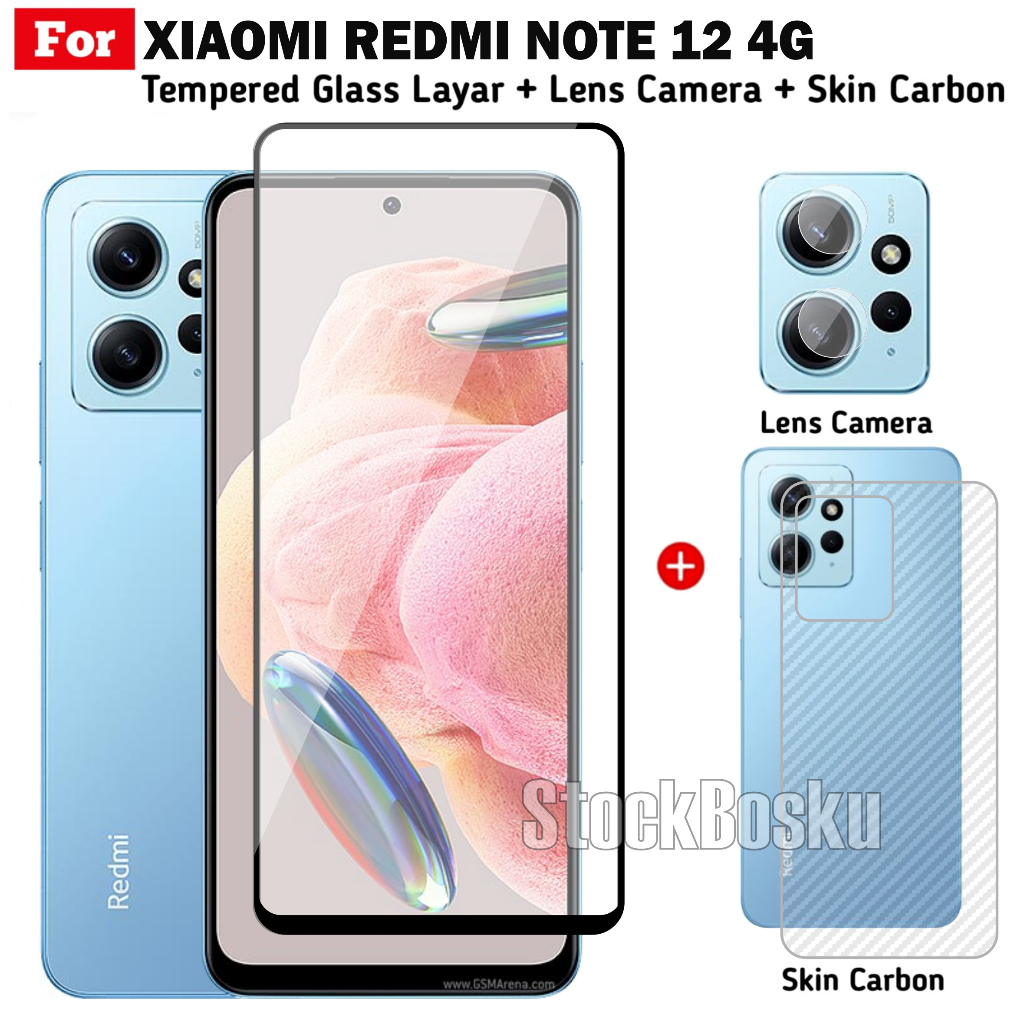 Jual Paket 3in1 Tempered Glass Redmi Note 12 4G Full Screen Free Lens ...