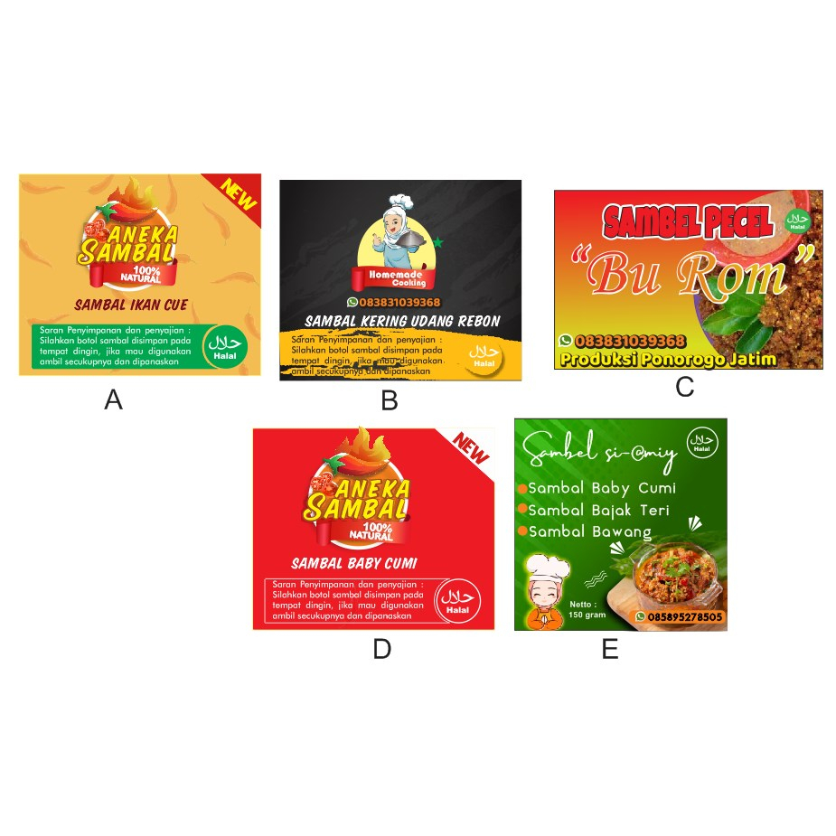 Jual sticker sambal. sticker botol sambal sticker botol sticker makanan ...
