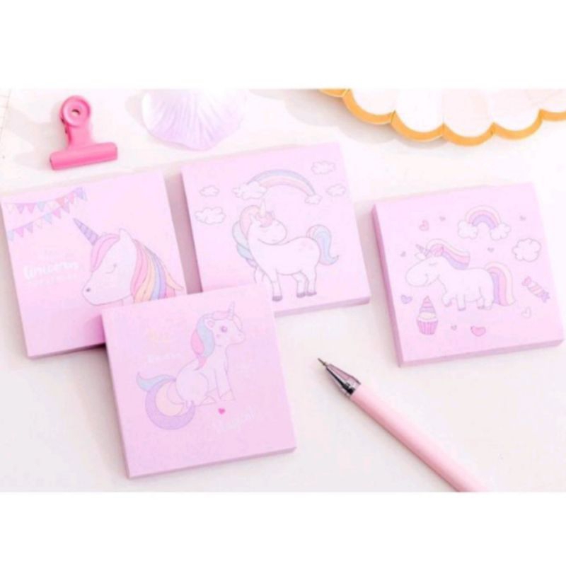 Jual Sticky Notes Unicorn Pink / Sticky note unicorn pink / Memo mini ...