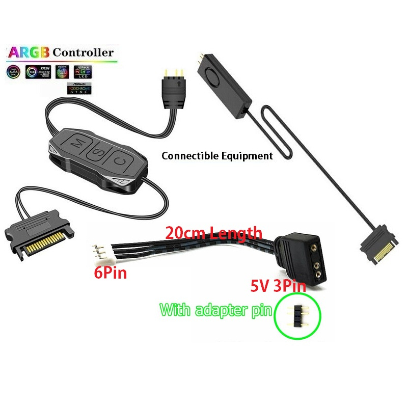 Jual Kabel Controller ARGB Sync 3Pin 5V Power Sata | Shopee Indonesia