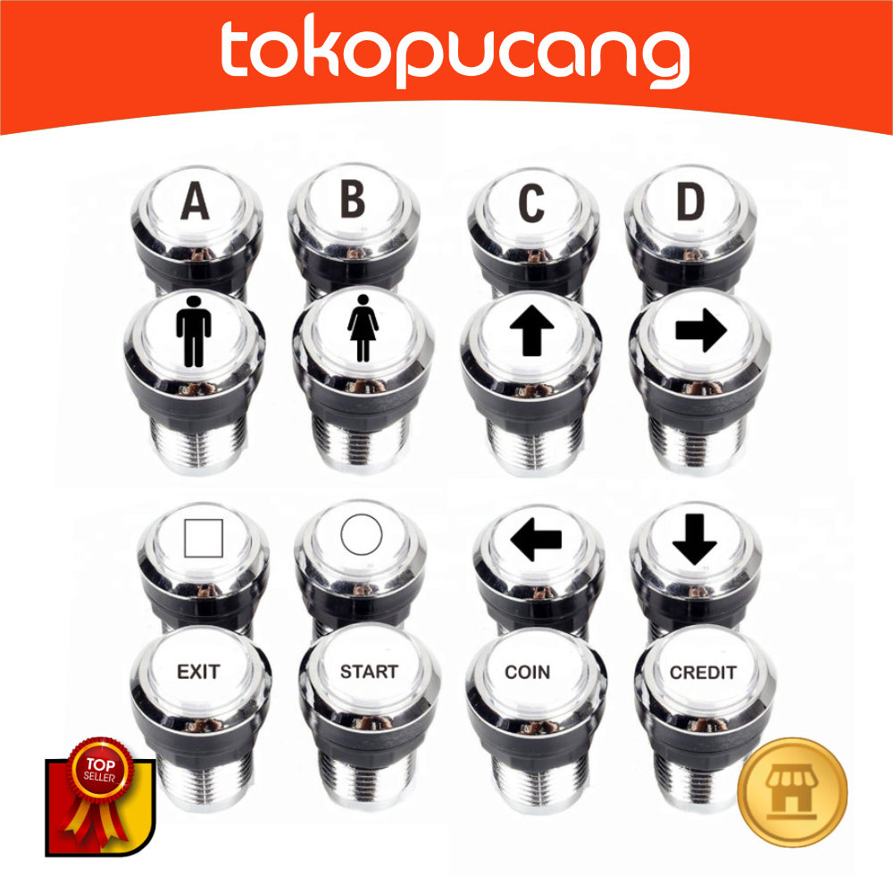 Jual Push On Button lOGO 32mm Chrome Round Arcade Switch LED Light ...