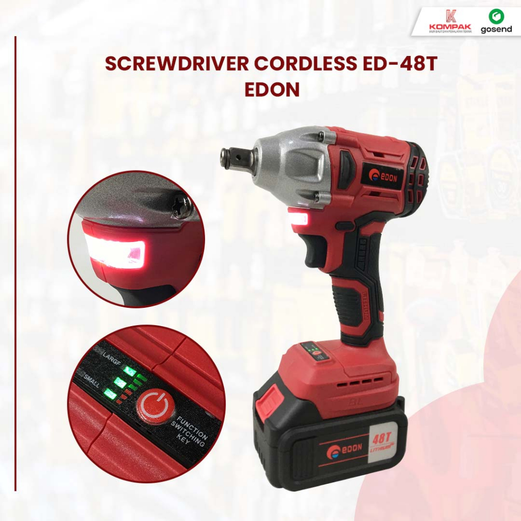 Jual CORDLESS IMPACT WRENCH EDON 48V BOR OBENG BUKA BAUT KUNCI 48 Volt ...