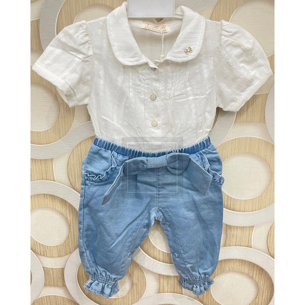 Jual Baju Jumpsuit Onesie Terusan Baby Putih Jeans Denim Premium ...