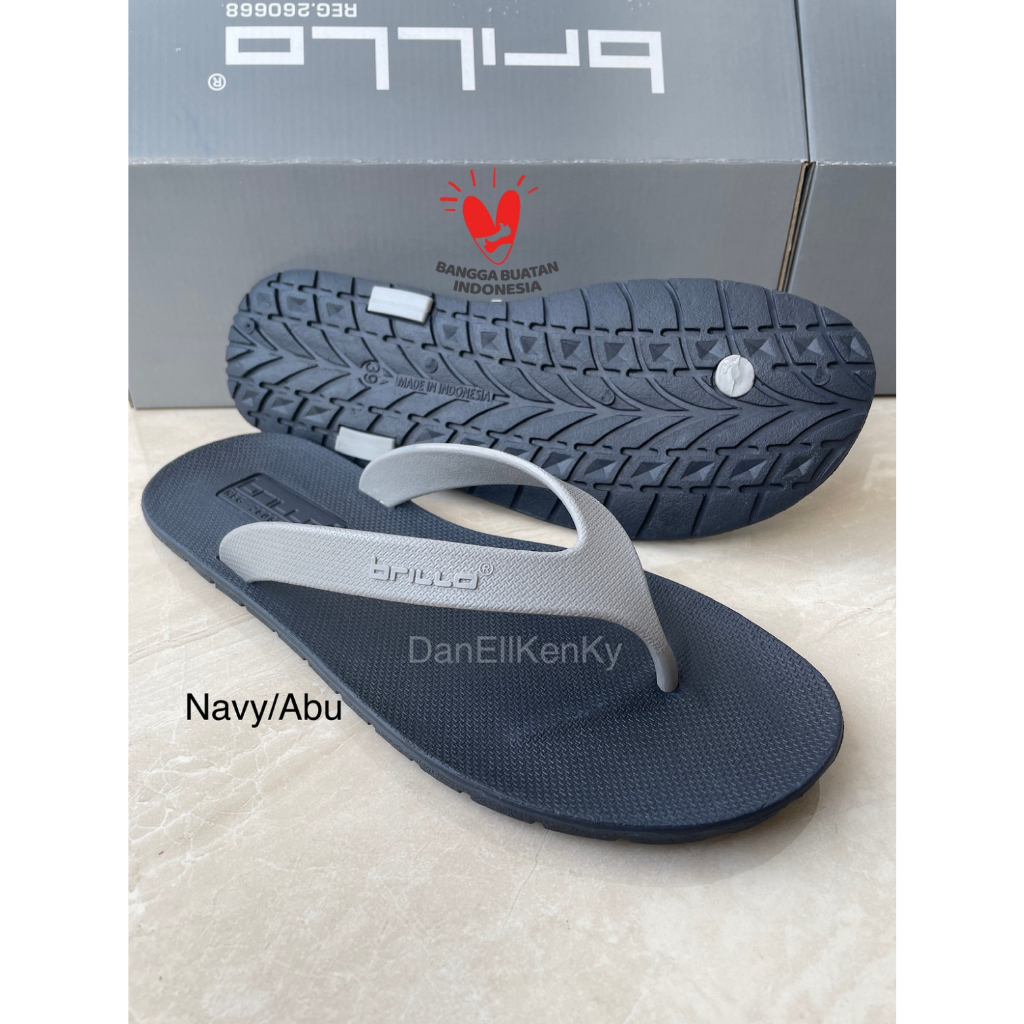 Jual Sandal Jepit Karet Brillo Dark Navy Abu Unisex FlipFlops Sendal ...