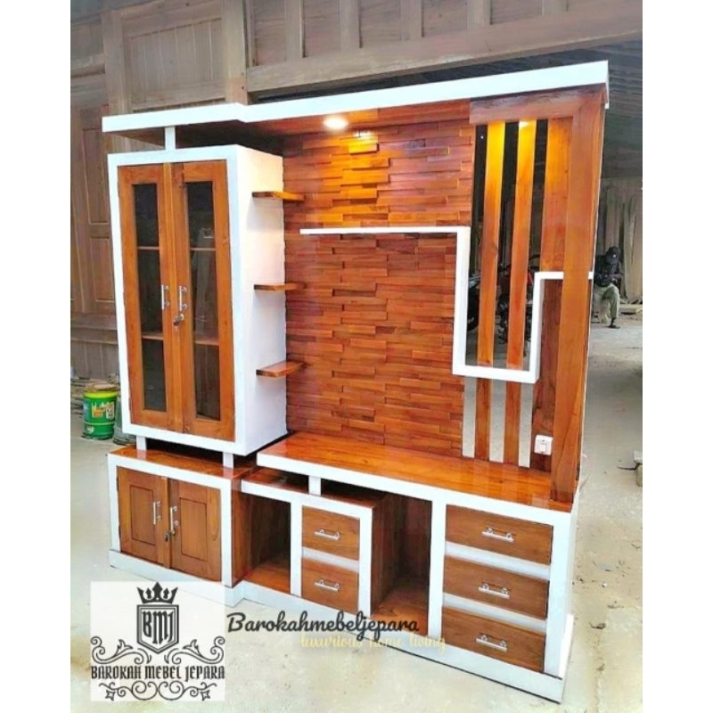 Jual Bufet Partisi TV jati penyekat ruangan P.220 X T.200cm | Shopee ...