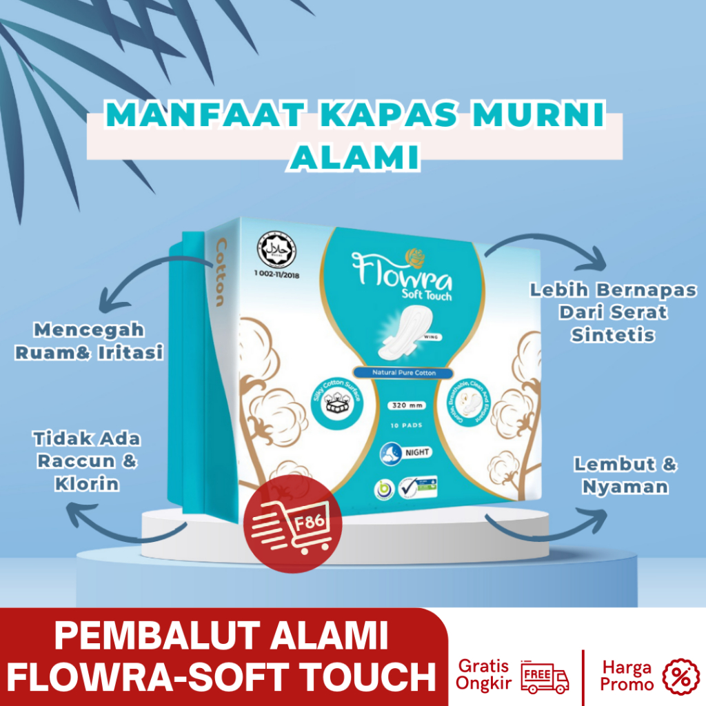 Jual Flowra Soft Touch Night, Pembalut Kapas Murni,Halal,Halus Lembut&Tipis | Shopee Indonesia