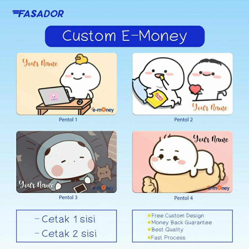 Jual GRATIS CUSTOM NAMA E Money E-Money Card Kartu e-Toll Kereta MRT ...