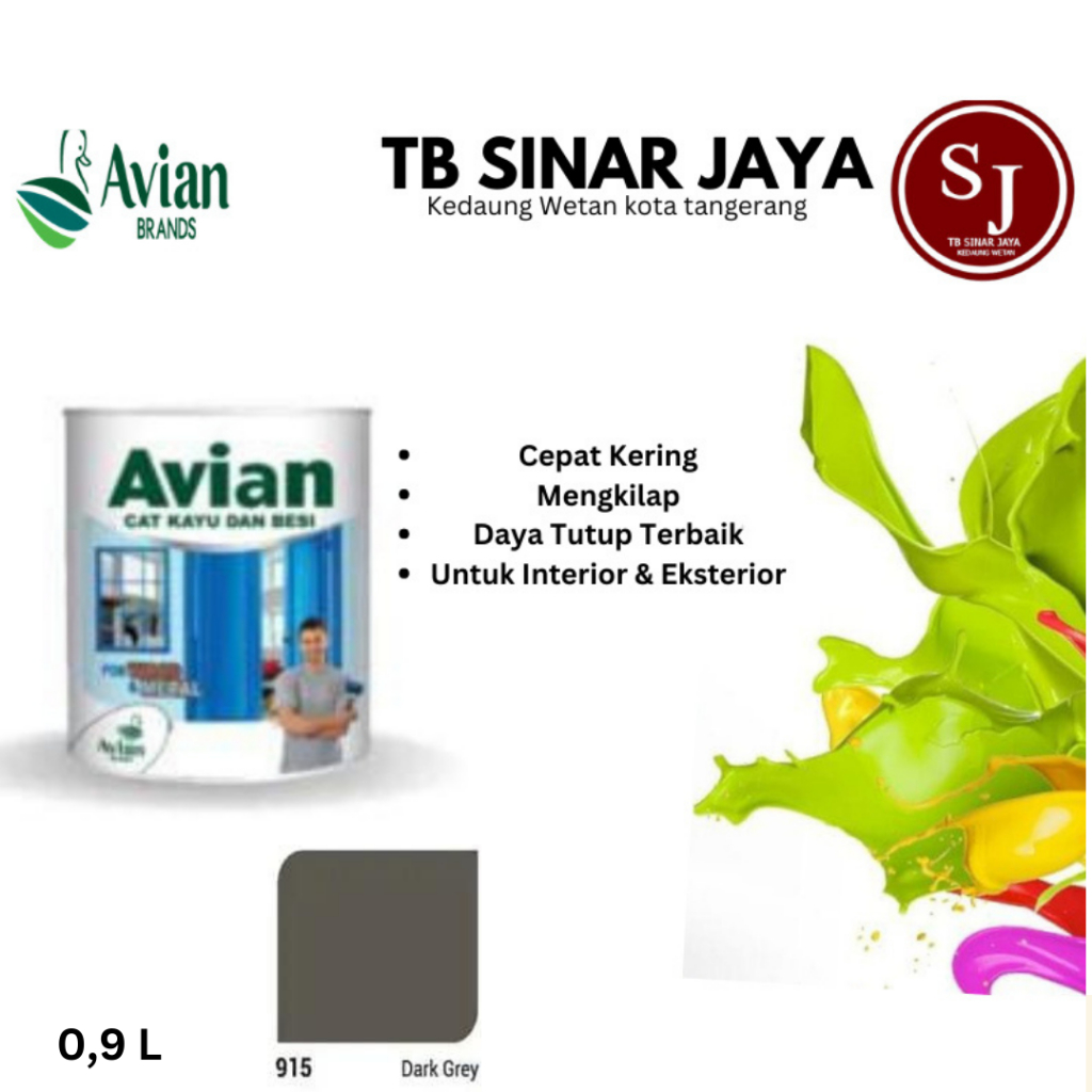 Jual Cat Kayu Dan Besi Avian 1kg / Cat Minyak Sintetis - 915 Dark Grey ...