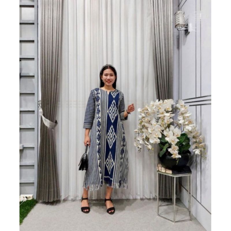 Jual LONG DRES TENUN ETNIK, BAJU KONDANGAN KEKINIAN | Shopee Indonesia