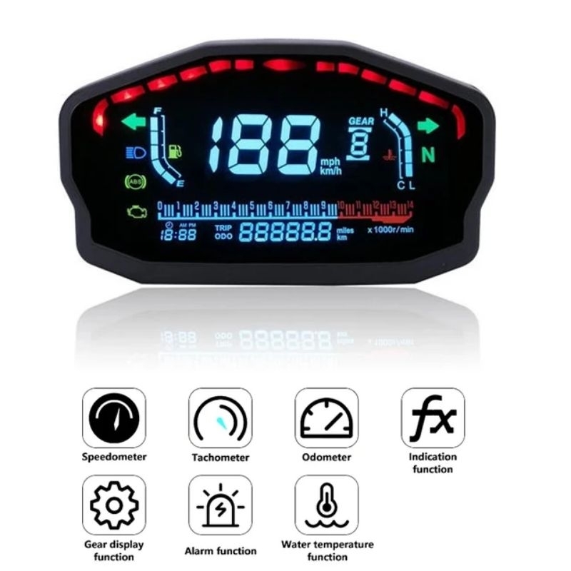 Jual LED Spidometer Digital Black Light Waterproof Motorcycle Universal ...