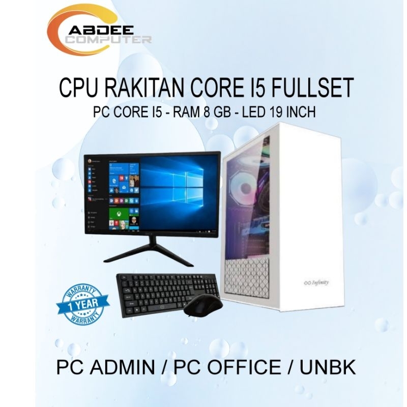 Jual CPU RAKITAN FULLSET CORE I5 RAM 8 GB SSD 128 GB MONITOR 19 INCH | Shopee Indonesia