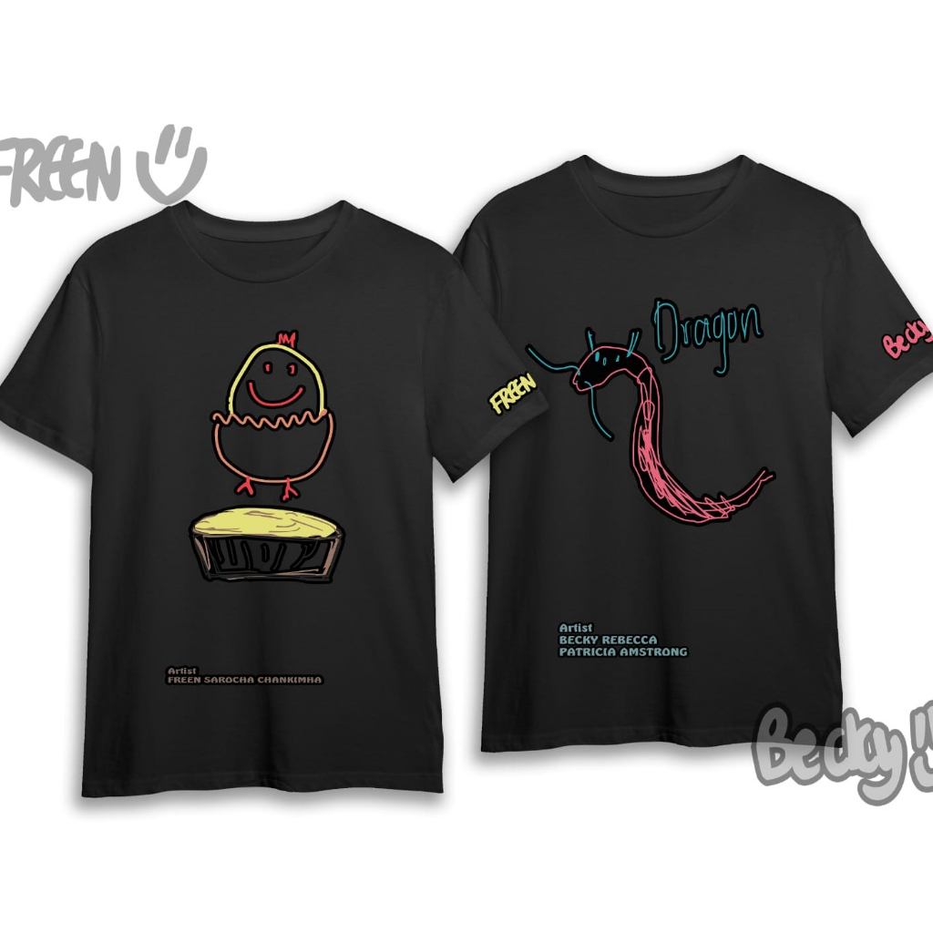 Jual T-Shirt Freenbecky Drawing Dragon And Chick | Kaos Freen Becky ...
