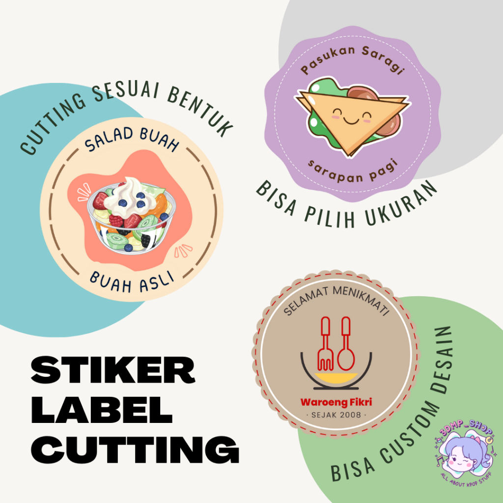 Jual Stiker Cutting Label logo Kemasan Makanan snack A3 | Shopee Indonesia