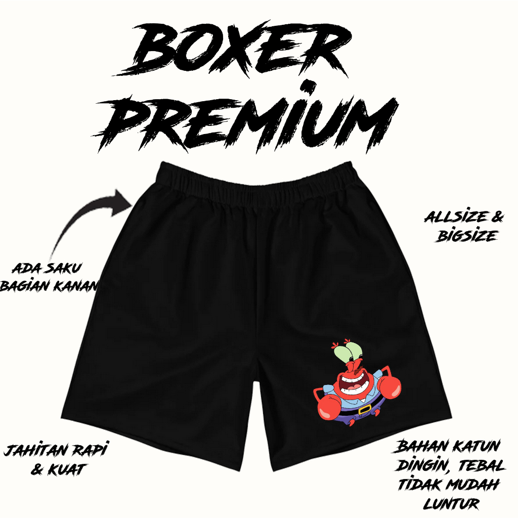 Jual CELANA PENDEK DISTRO BOXER PREMIUM TEMA SPONGEBOB KARAKTER TUAN ...