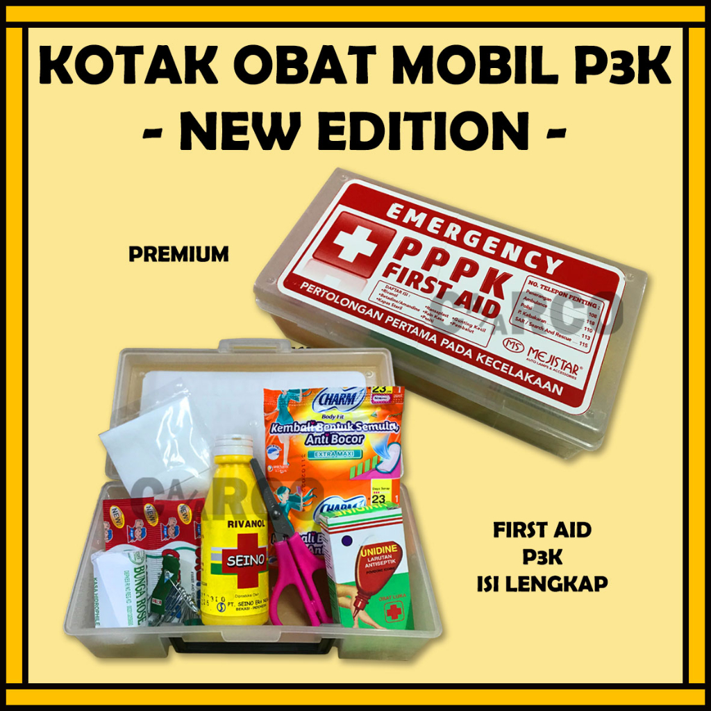 Jual Kotak Obat Mobil P3K First Aid Kit New Edition Premium + Isi ...