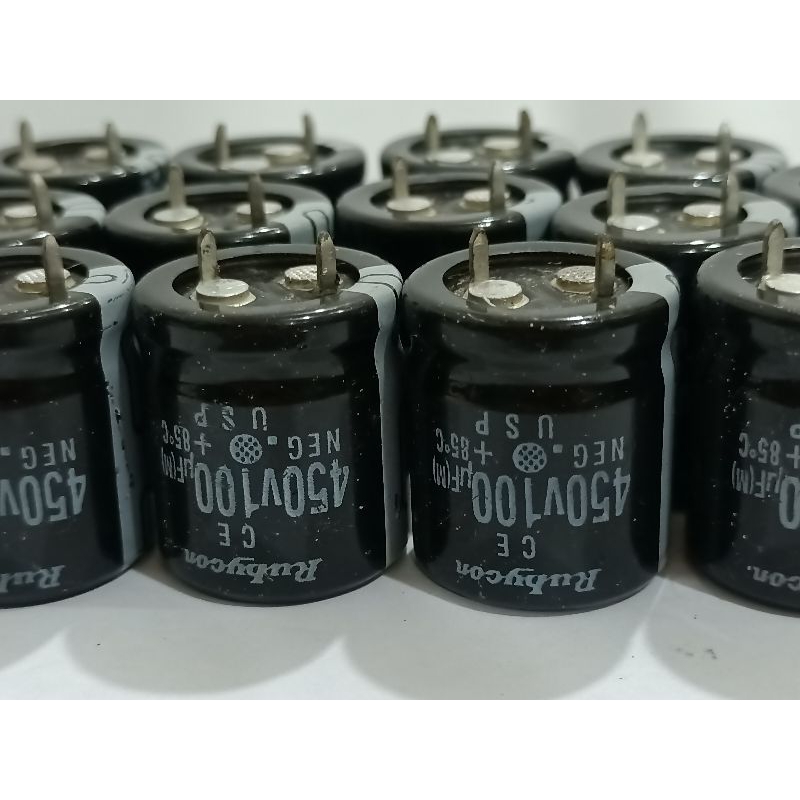 Jual KAPASITOR ELCO 100UF-450V RUBYCON, SESUAI GAMBAR ( KUALITAS BAGUS) | Shopee Indonesia