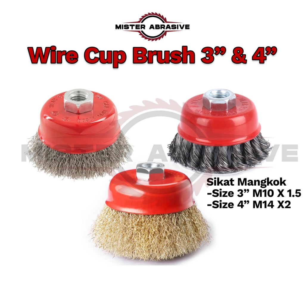 Jual 3 & 4 Inch Wire Cup Brush Brass Sikat Mangkok Kepang Kuningan ...