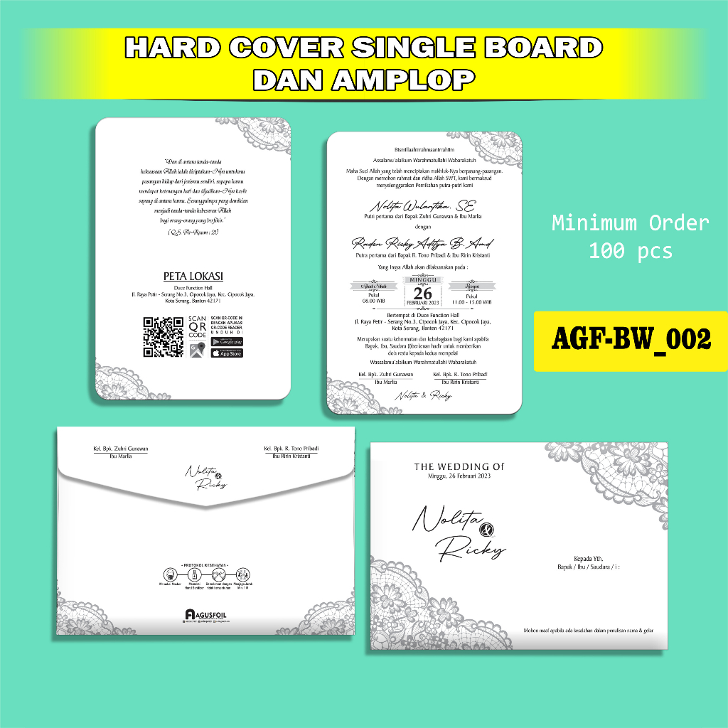 Jual Undangan Pernikahan Hard Cover Amplop Elegan Mewah AGF_BW-002 ...