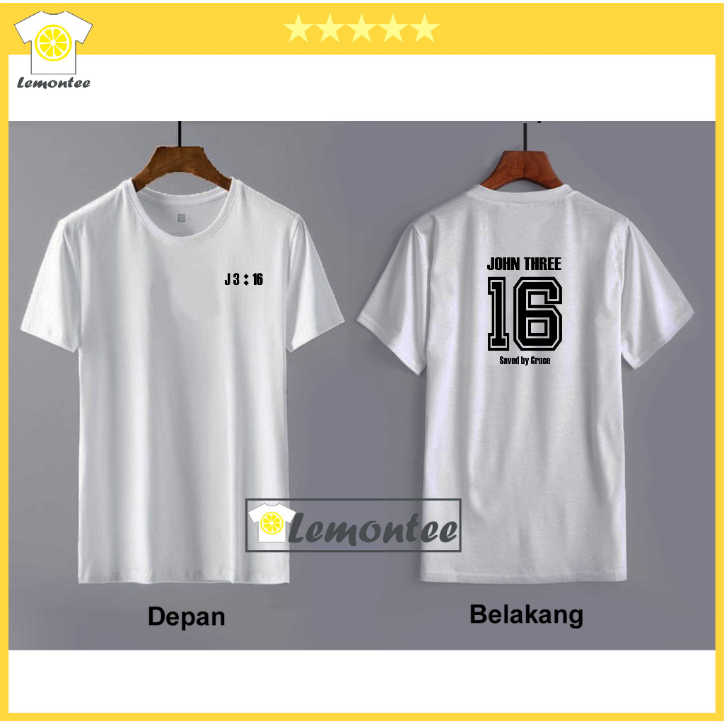Jual Kaos Rohani Kristen Katolik JOHN THREE 16 Kaos Distro Pria Wanita ...