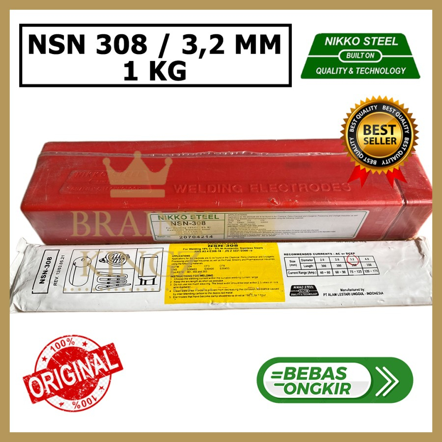 Jual Kawat Las Stainless Nikko Steel NSN 308 E308 ukuran 3,2mm NSN308 3 ...