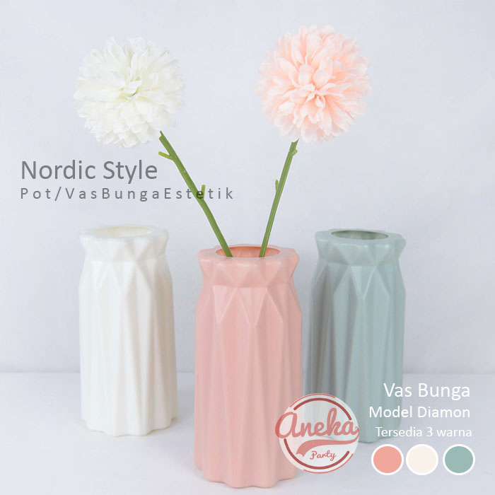 Jual Vas Bunga Plastik Estetik / Vas bunga minimalis / Pot Bunga Warna ...