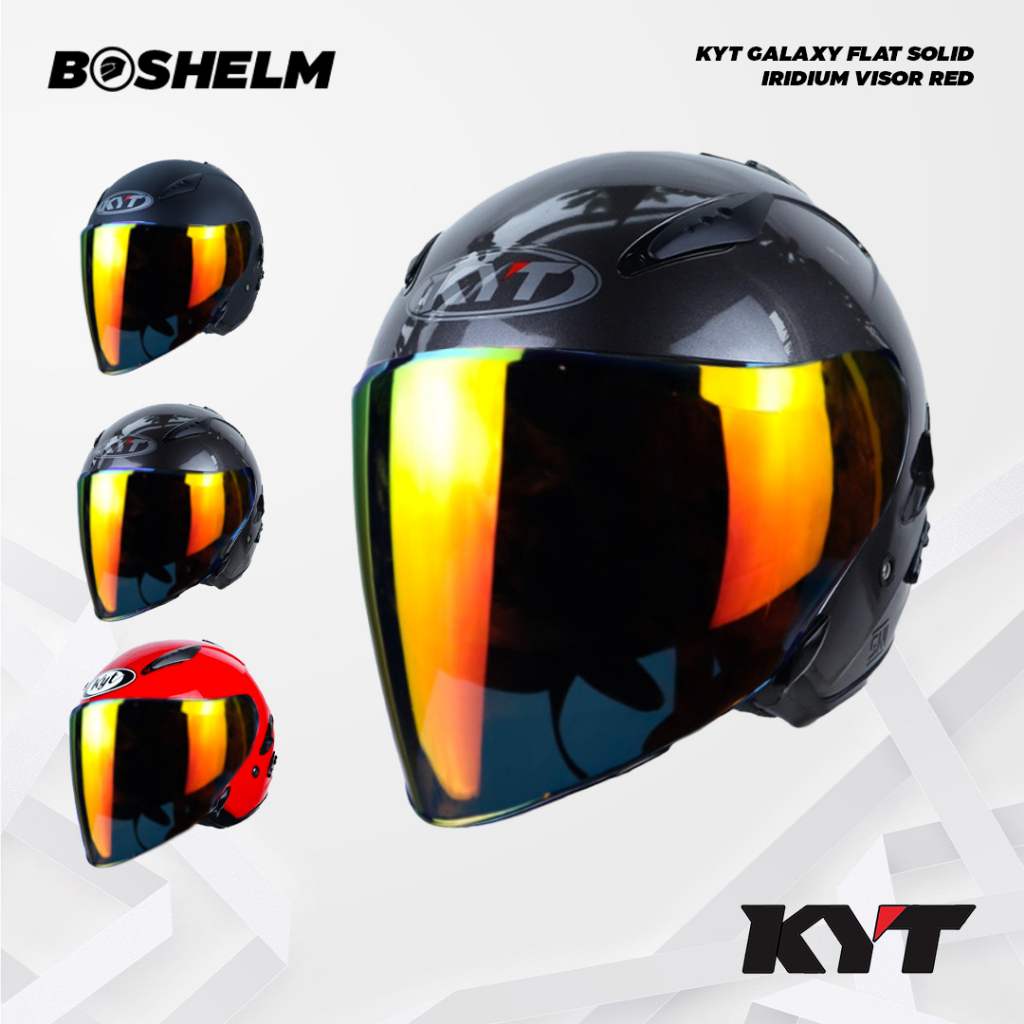 Jual BOSHELM Helm KYT GALAXY FLAT R SOLID Iridium Visor NORISK RED Helm ...