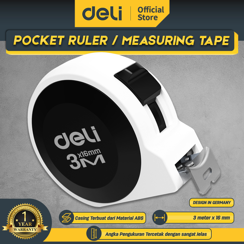 Jual Deli Tape Measure/ Meteran Panjang 3-5M ABS Akurat Kunci Manual ...