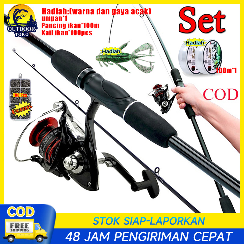 Jual Pancing Set 1.6M/1.8M / 2.1M Joran Pancing Set Dengan Bahan Serat Karbon Joran Pancing ...