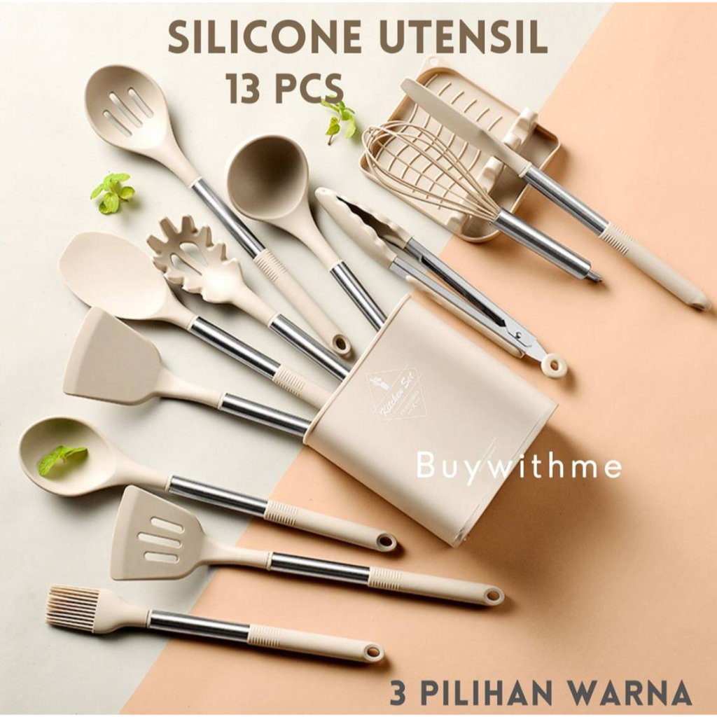 Jual Silicone Utensil Set 13pcs Premium Utensil Bucket Silicone Set