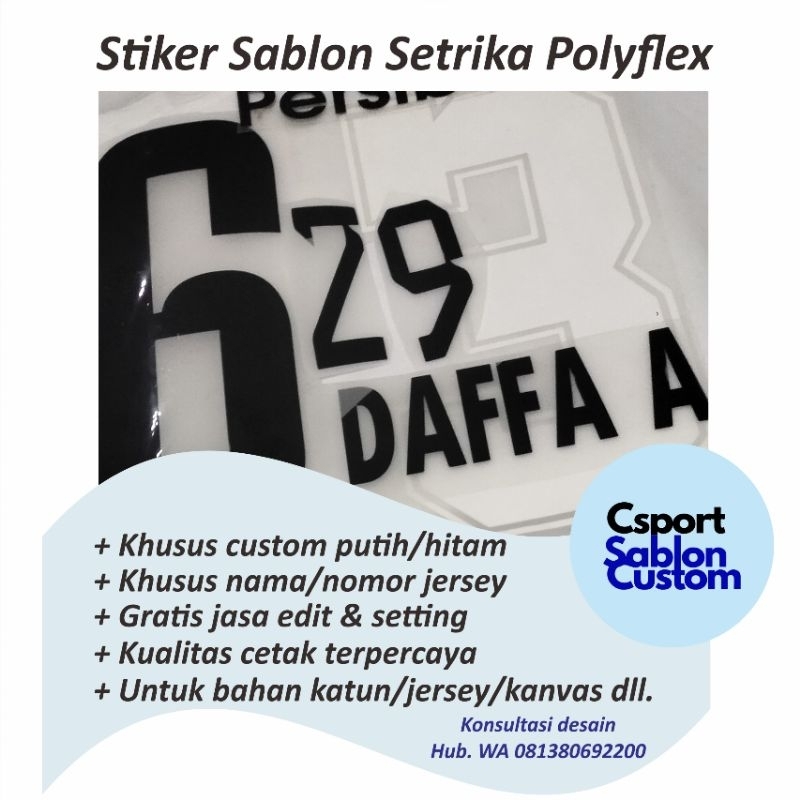 Jual Custom Sticker Sablon Setrika Khusus Nama, Nomor Jersey dan Kaos ...