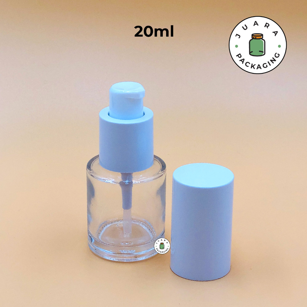 Jual Botol Pump 20ml Kaca Bening Transparan dengan Tutup Putih – Botol ...