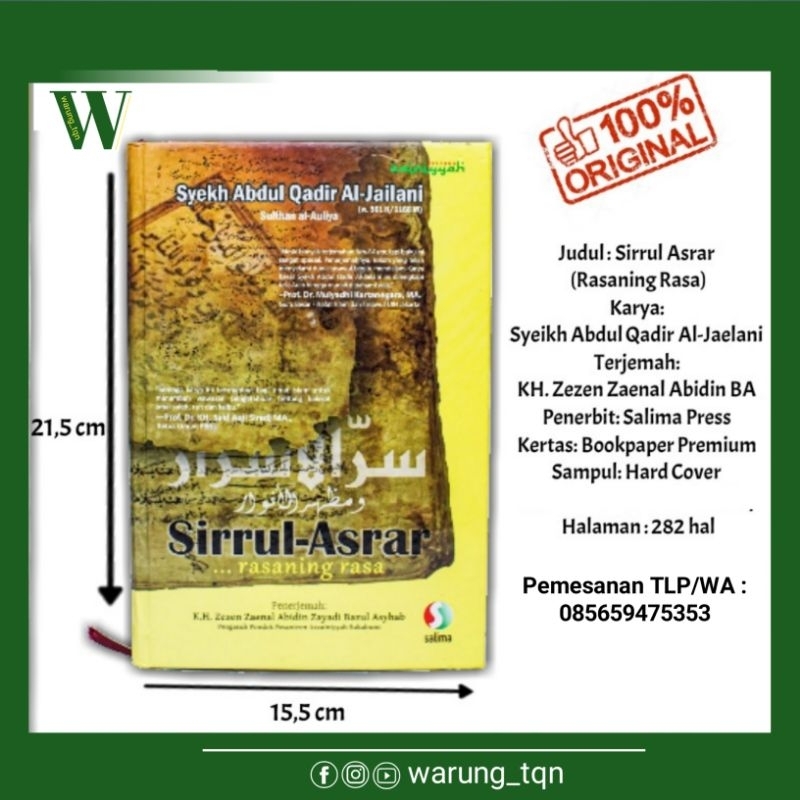 Jual Kitab Sirrul Asror Karya Tuan Syekh Abdul Qodir Al-Jaelani QS ...